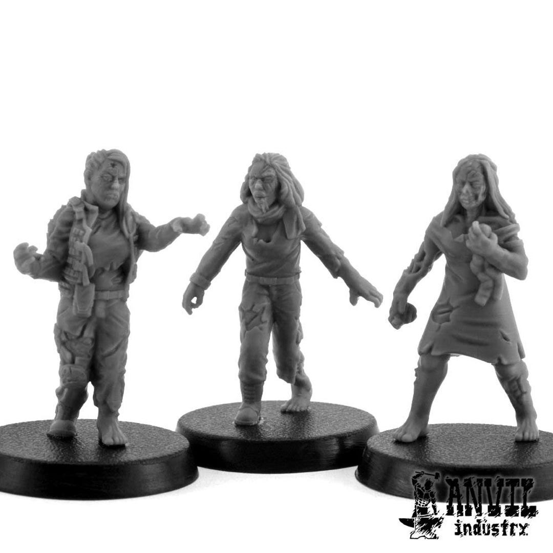 Female Zombies || 3 Single-piece Miniatures || 3D Printed || 28mm ...
