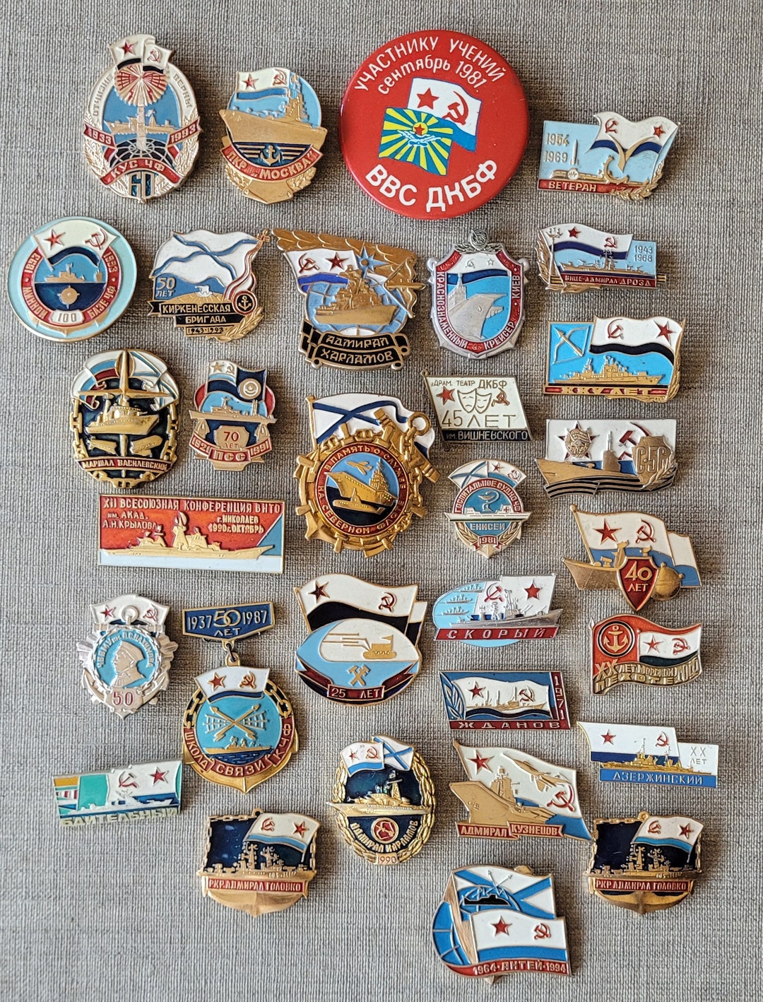 USSR Soviet Military NAVY Badge Collection of 31 Rare Badges Warships ...