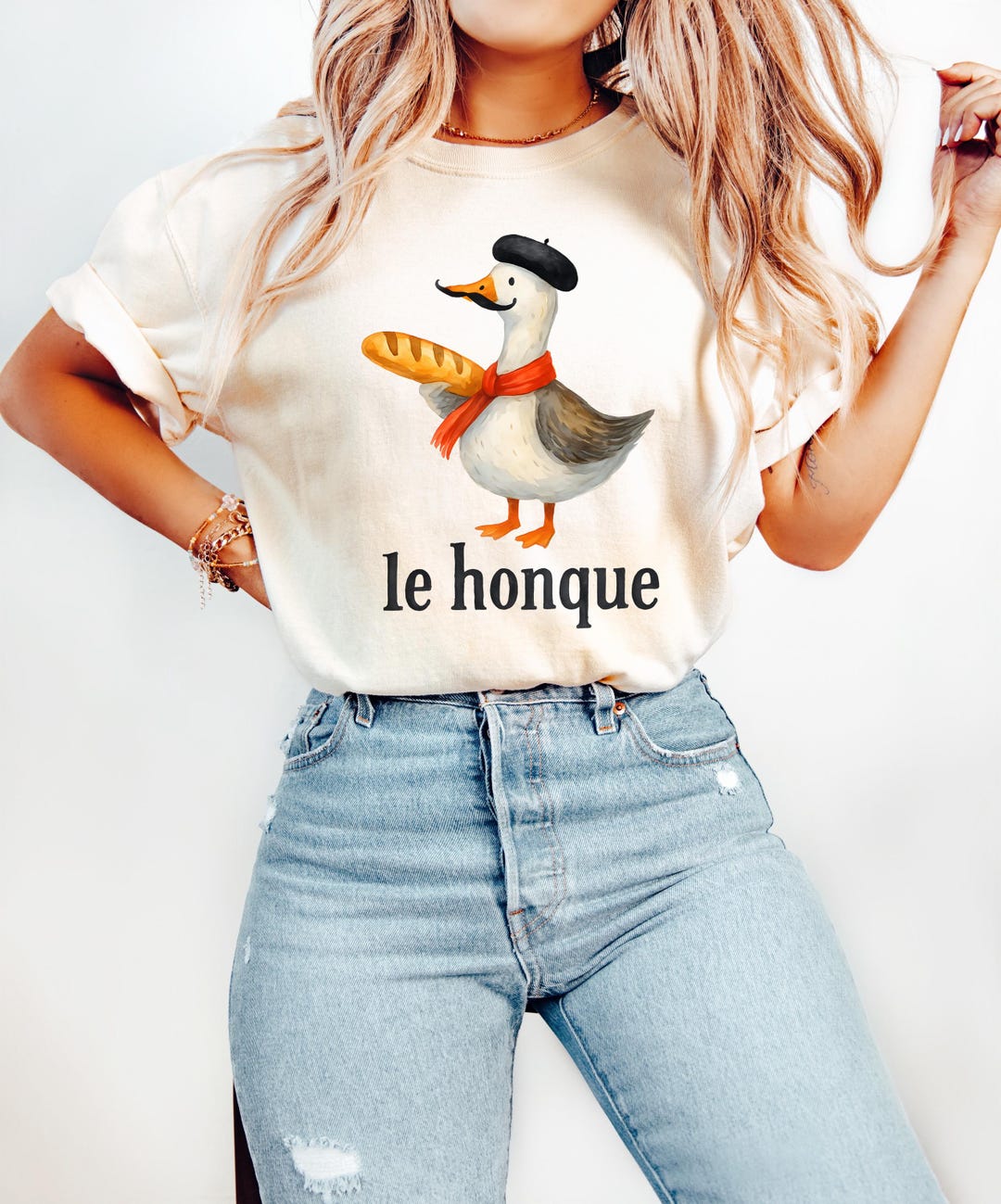 Le Honque French Goose Shirt, Silly Goose T-shirt, Funny Baguette Tee ...
