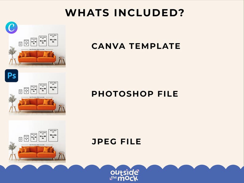 Vertical Frame Size Guide Mockup 3x4 Ratio Chart 6x8 to 18x24 Wall Art ...