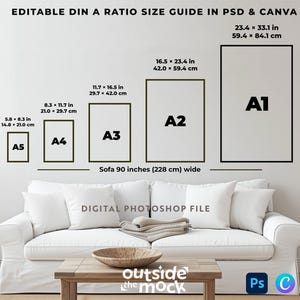 Vertical Wall Art Size Guide A1 A2 A3 A4 A5 Frame Size Mockup A1 to A5 Vertical Poster Guide ...