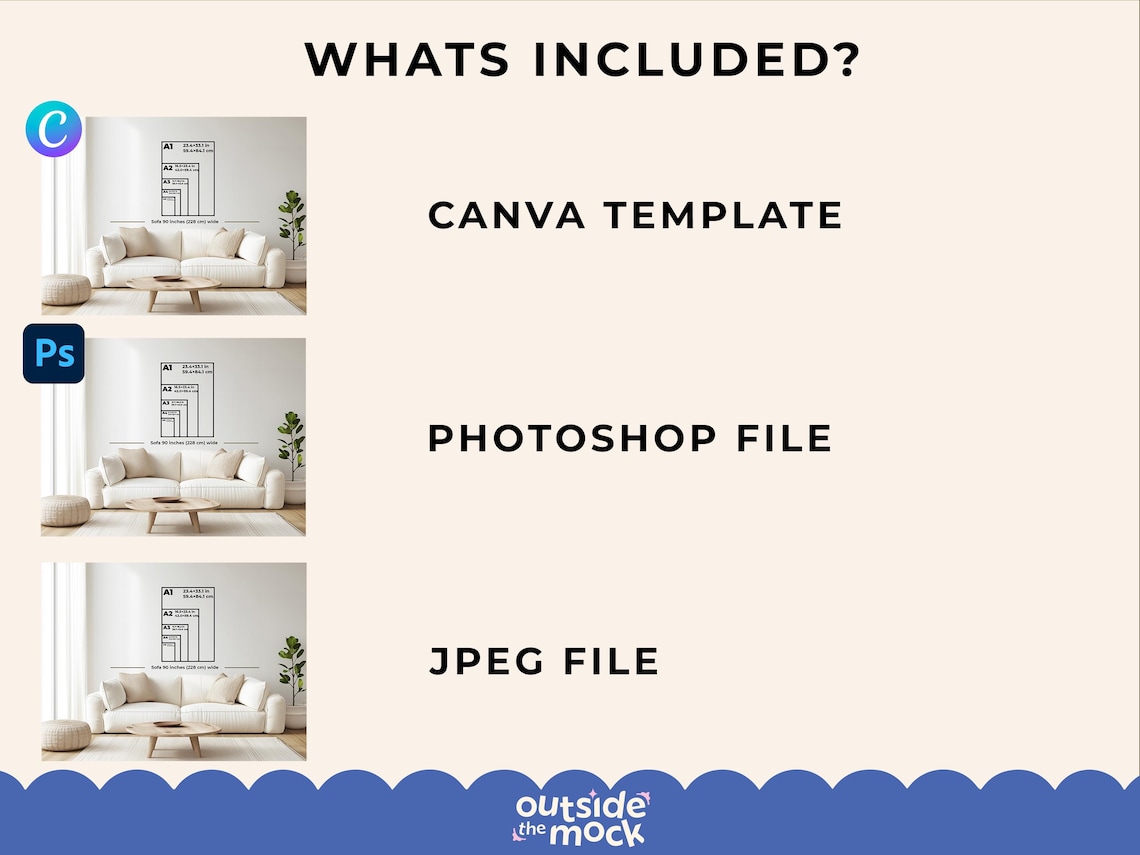 Wall Art Size Guide A1 A2 A3 A4 A5 Poster Size Chart Frame Mockup Canva ...