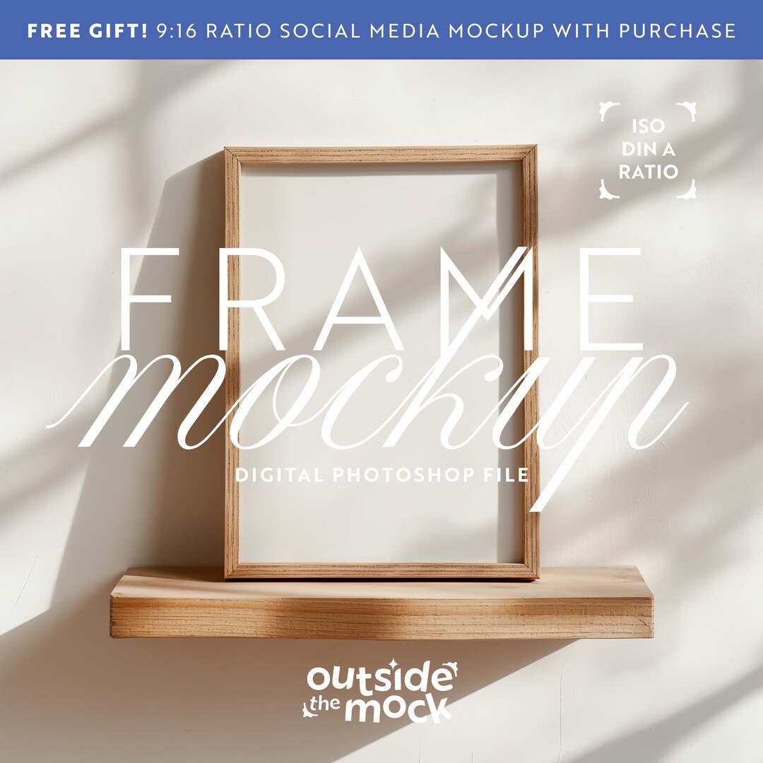 High-resolution Vertical DIN A Wood Frame Mockup, Frame on a Wooden ...