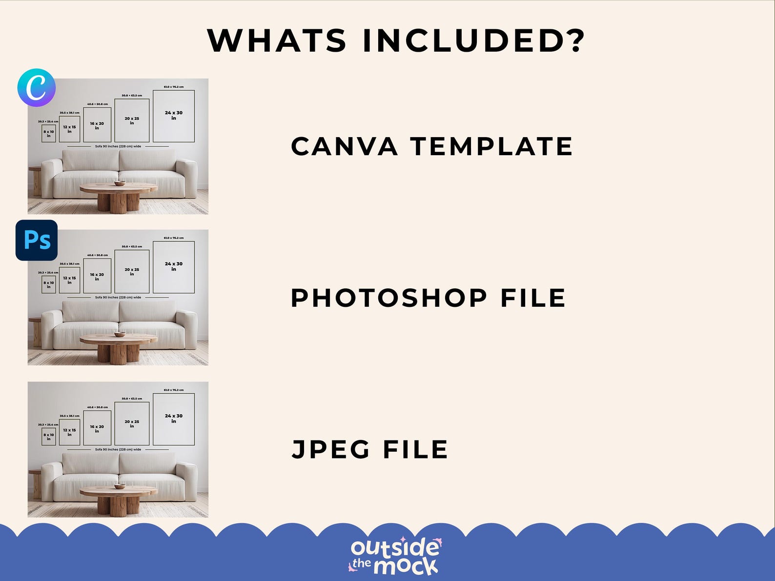 Vertical Frame Size Guide Mockup 4x5 Ratio Chart 8x10 to 24x30 Inch ...