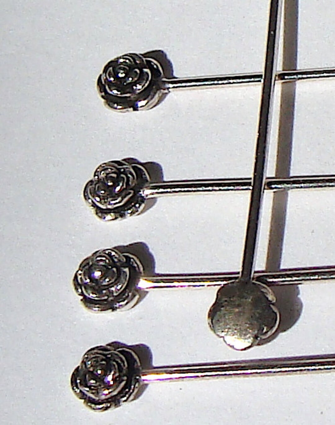 Antiqued 925 Sterling Silver Rose Flower Headpin 20 Gauge 2 1/4