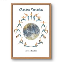 Moon Salutation Printable | Yoga Pose Wall Art | Yoga Sequence Poster ...