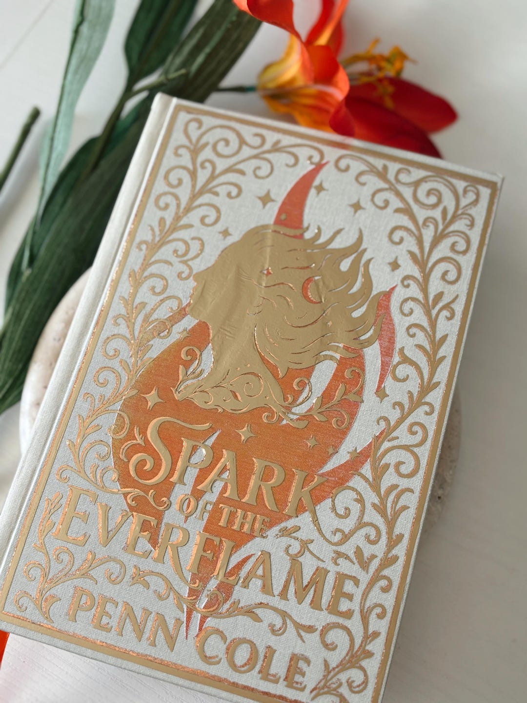 Spark of the Everflame Rebound Book: Cream Faux Leather, Gold & Flame ...