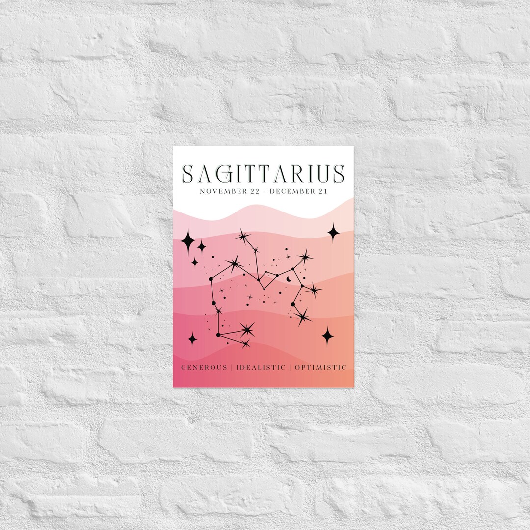 Sagittarius Poster, Star Sign Poster, Zodiac Wall Art, Star Sign Wall ...
