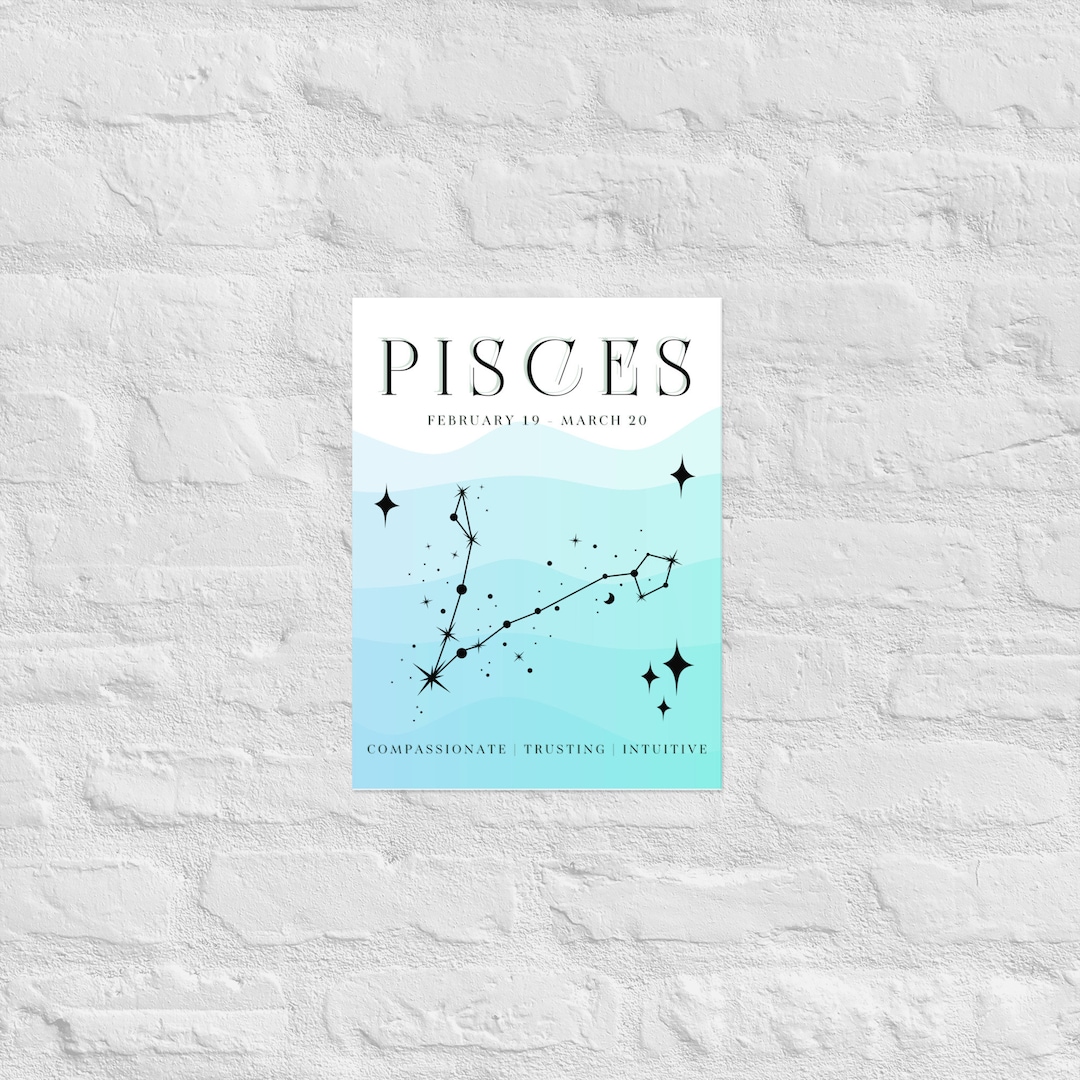 Pisces Poster, Star Sign Poster, Zodiac Wall Art, Star Sign Wall Art, Zodiac Poster, Wall Art - Etsy