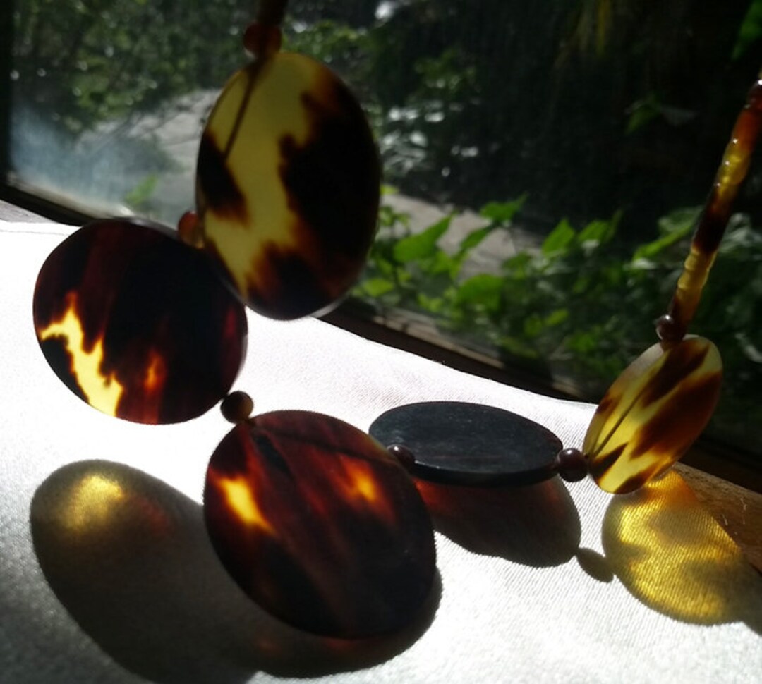 Vintage French Art Deco faux Tortoise Shell Chain - Etsy