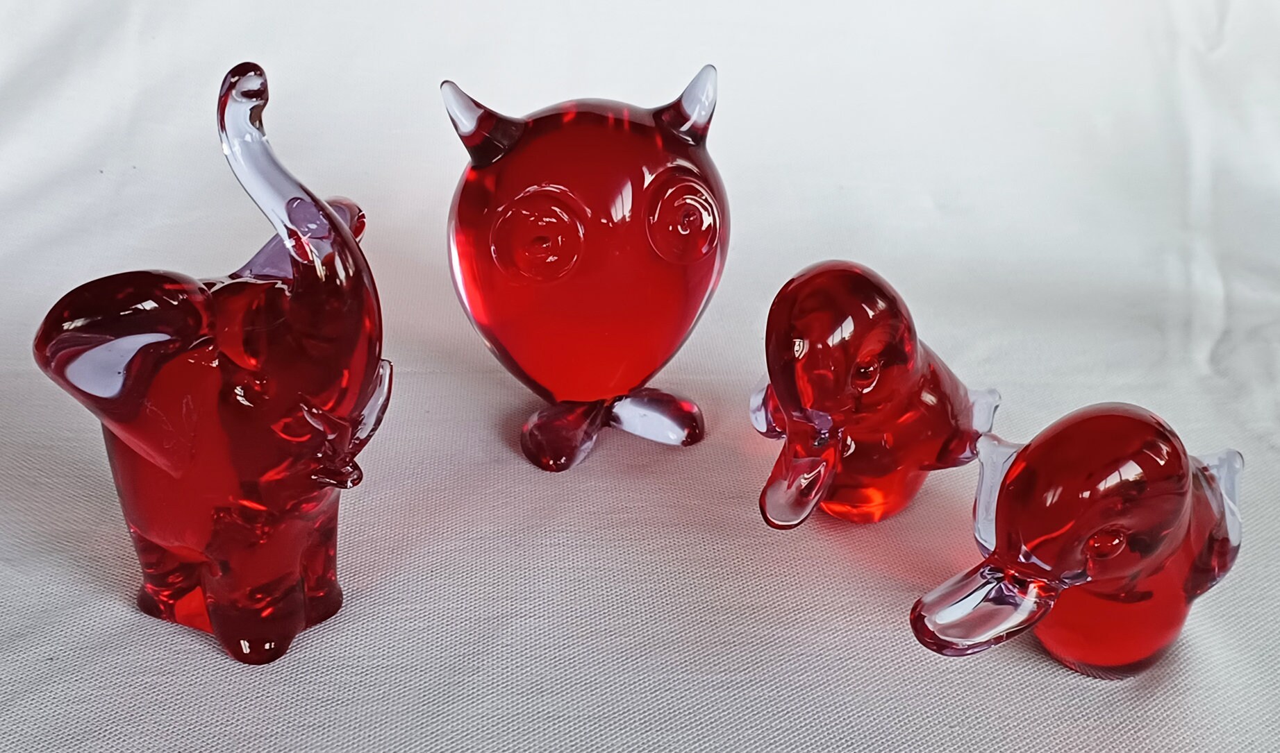 Archimede Seguso Elephant Owl Ducks Murano Glass Neodymiun Alexandrite ...