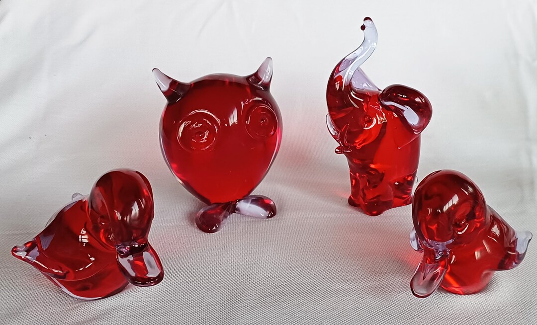 Archimede Seguso Elephant Owl Ducks Murano Glass Neodymiun Alexandrite ...