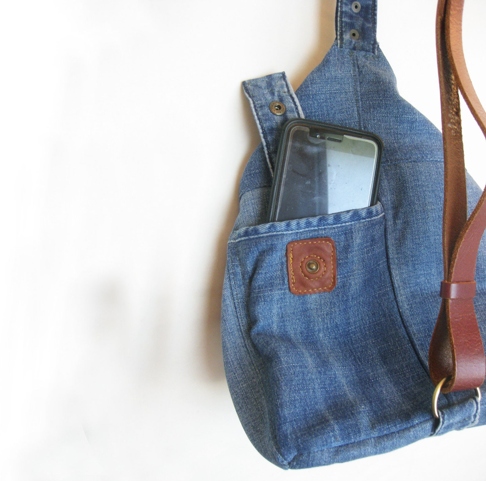 Small Crossbody Bag, Jeans Small Backpack, Recycled Denim Bag, Women ...