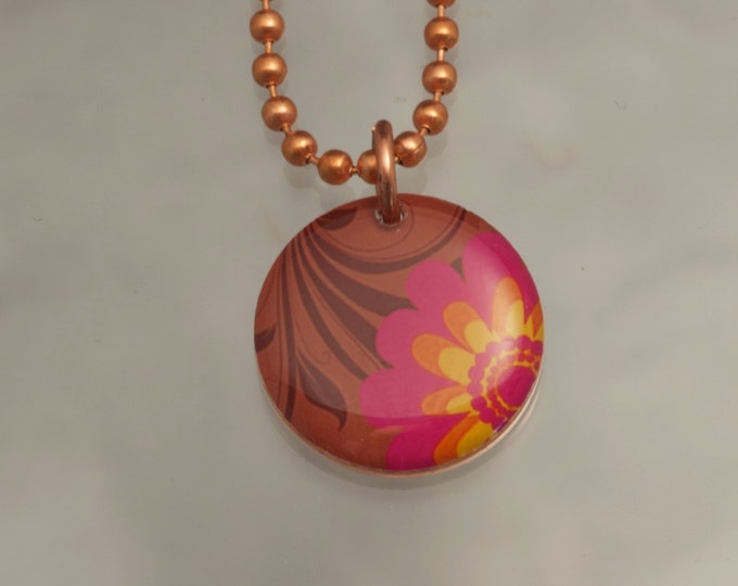 Handmade Copper Flower Charm Pendant Necklace Upcycled - Etsy