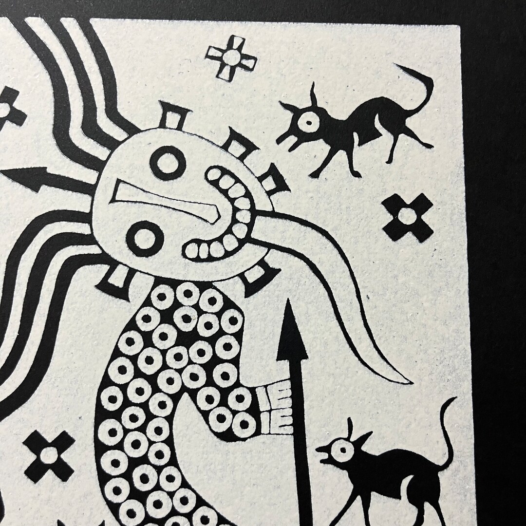 Holey Man - Lino Cut Print - Etsy