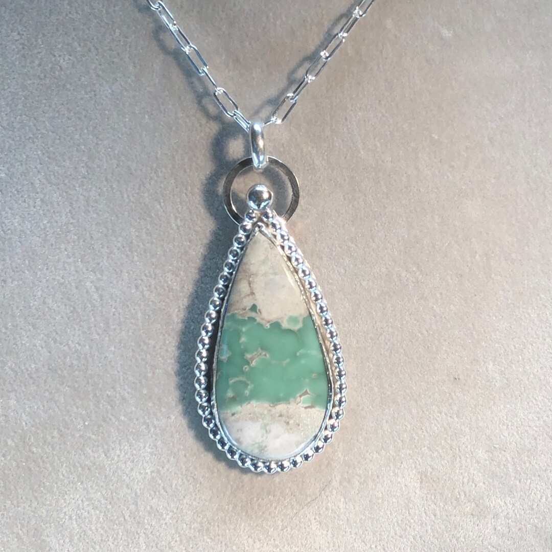 Beautiful Chrysoprase and Matrix Set in Silver Pendant. - Etsy
