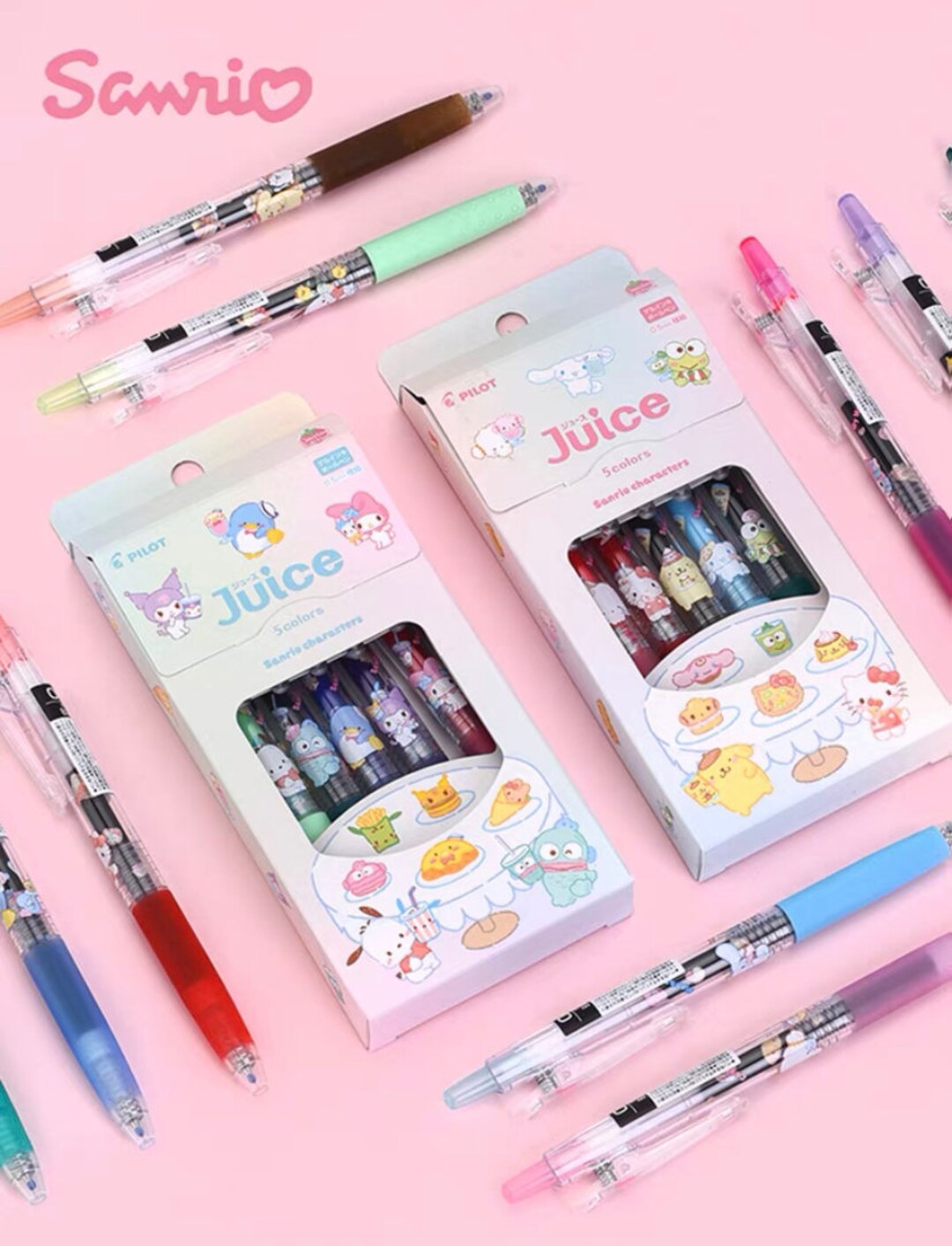 Pilot Sanrio Juice Color Gel Pen Set of 5pcs ,0.5mm Japan - Etsy