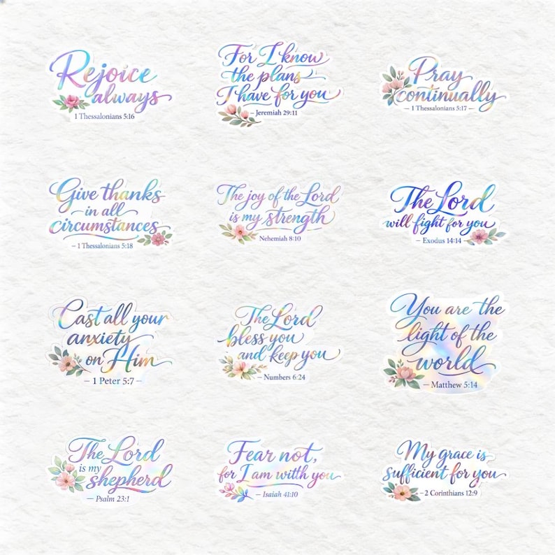 Bible Verse Sticker Style Clipart Bundle, Inspirational Christian ...