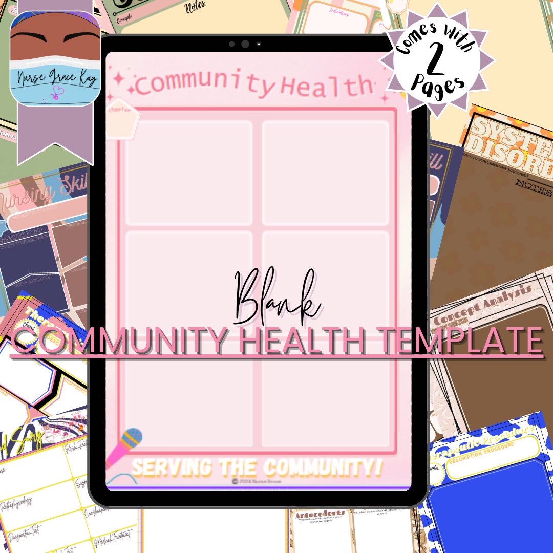 Nursegracekay| Community Health Notes Template | 2-page Nursing Notes ...