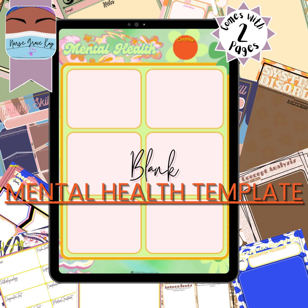 Nursegracekay| Mental Health Notes Template | 2-page Nursing Notes ...