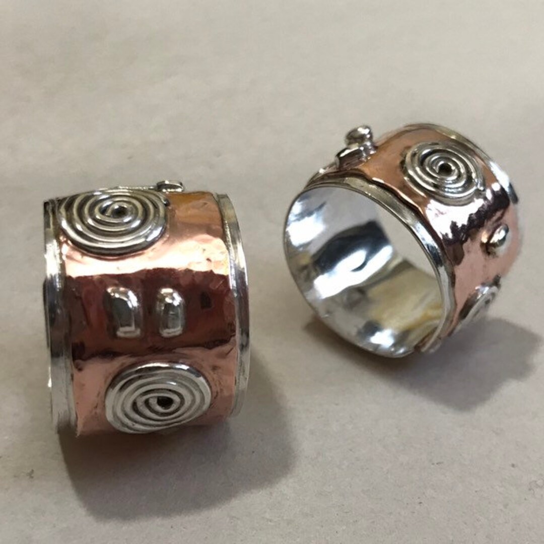 Band Ring of Sterling Silver and Copper - Etsy