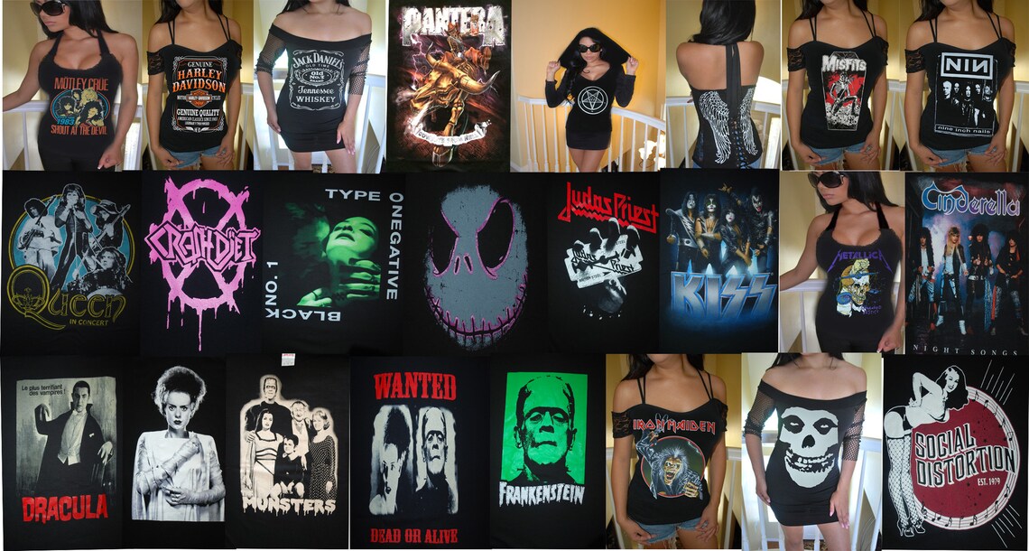 Motley Crue Girls Girls Girls Print Mini Dress Fishnet Sleeves Tunic ...
