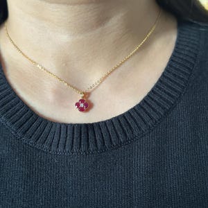 Ruby Pendant - 18K Solid Gold Ruby Clover Pendant, Birthstone Necklace ...