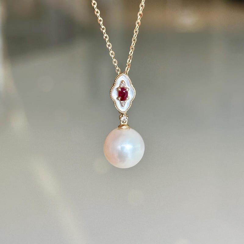 Ruby Necklace With Pearl - Etsy