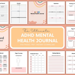 Adhd Mental Health Journal | Anxiety Journal | Mood Tracker | Shadow ...