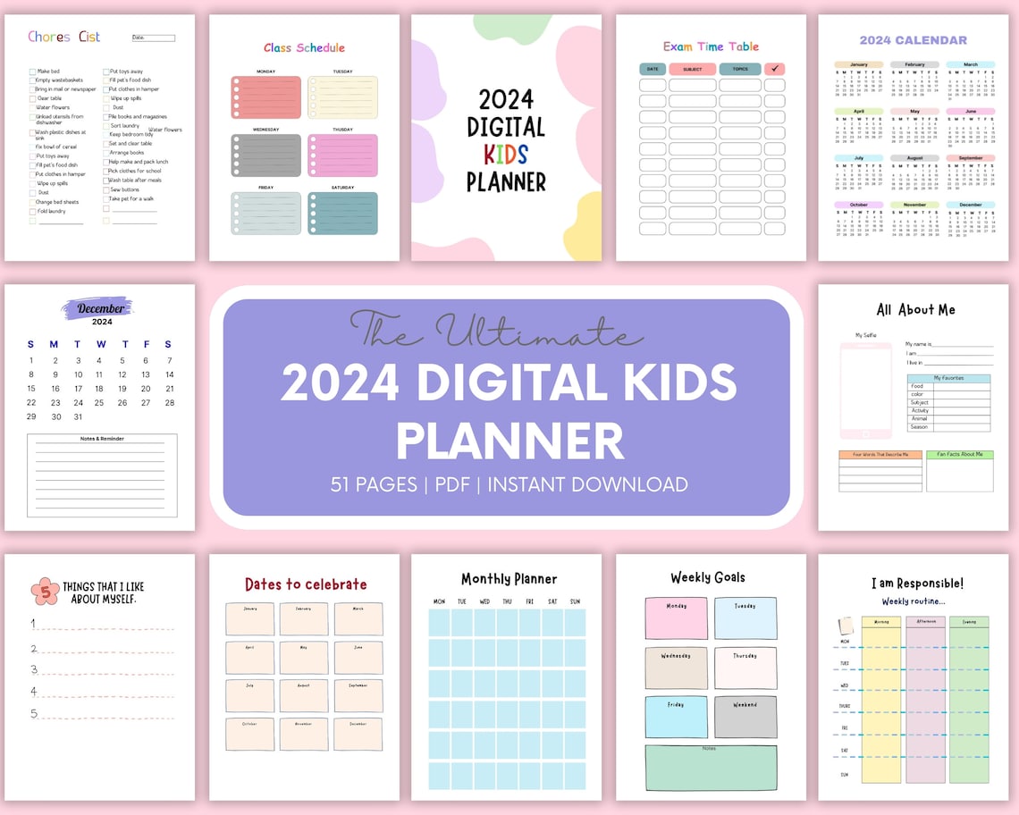 Kids Planner | Printable Kids Daily Planner | Daily Journal for Kids ...