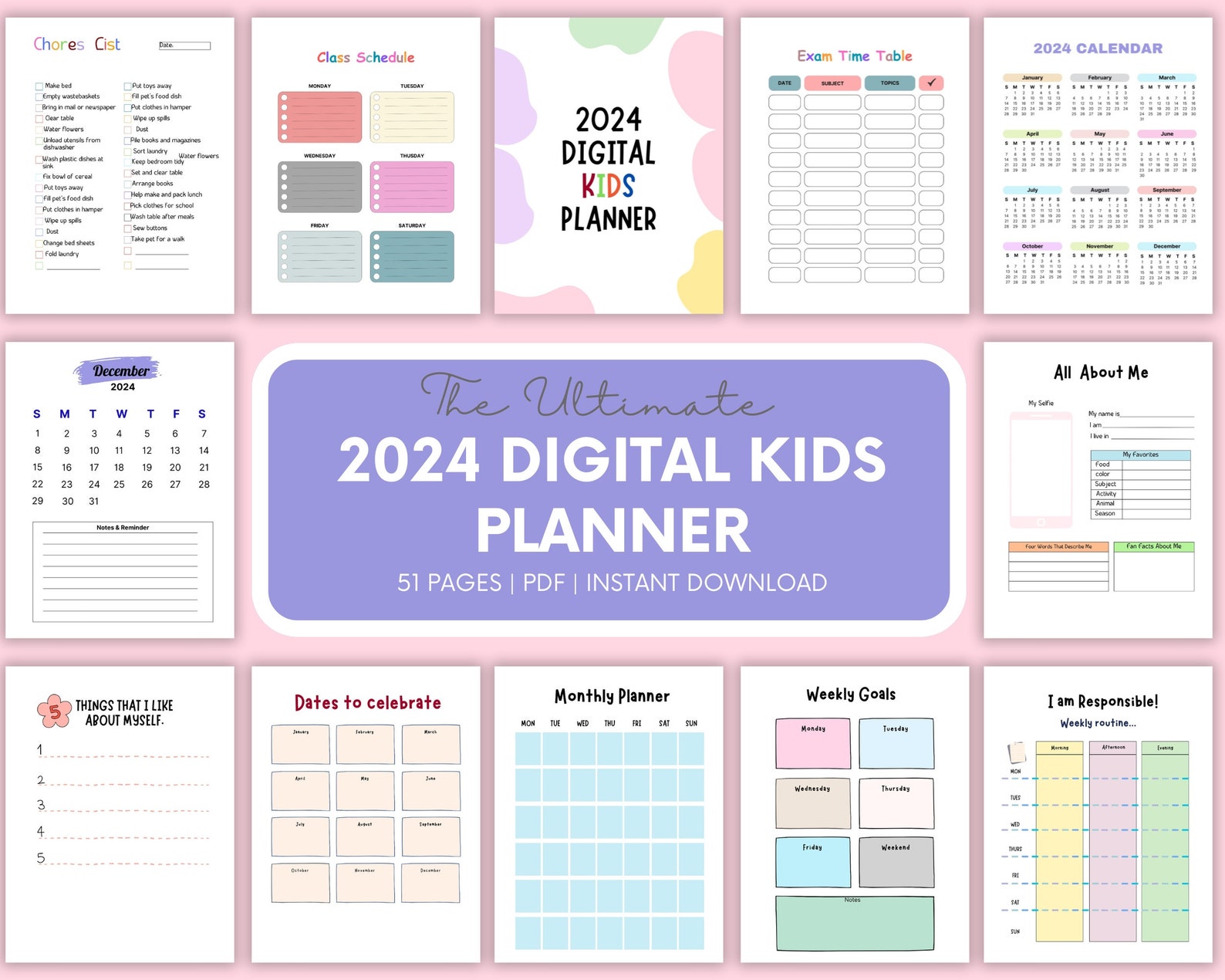 Kids Planner | Printable Kids Daily Planner | Daily Journal for Kids ...