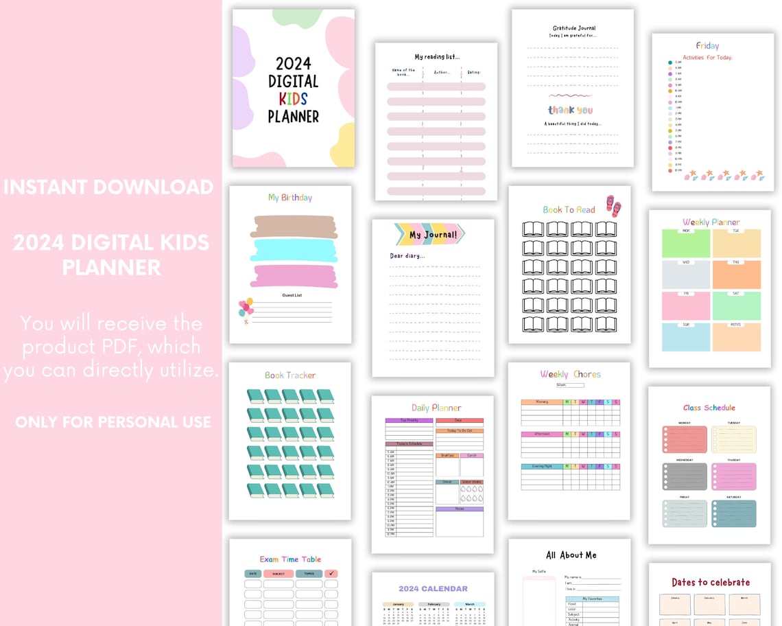 Kids Planner | Printable Kids Daily Planner | Daily Journal for Kids ...