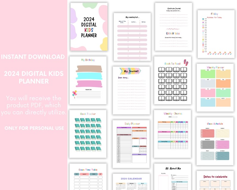 Kids Planner | Printable Kids Daily Planner | Daily Journal for Kids ...