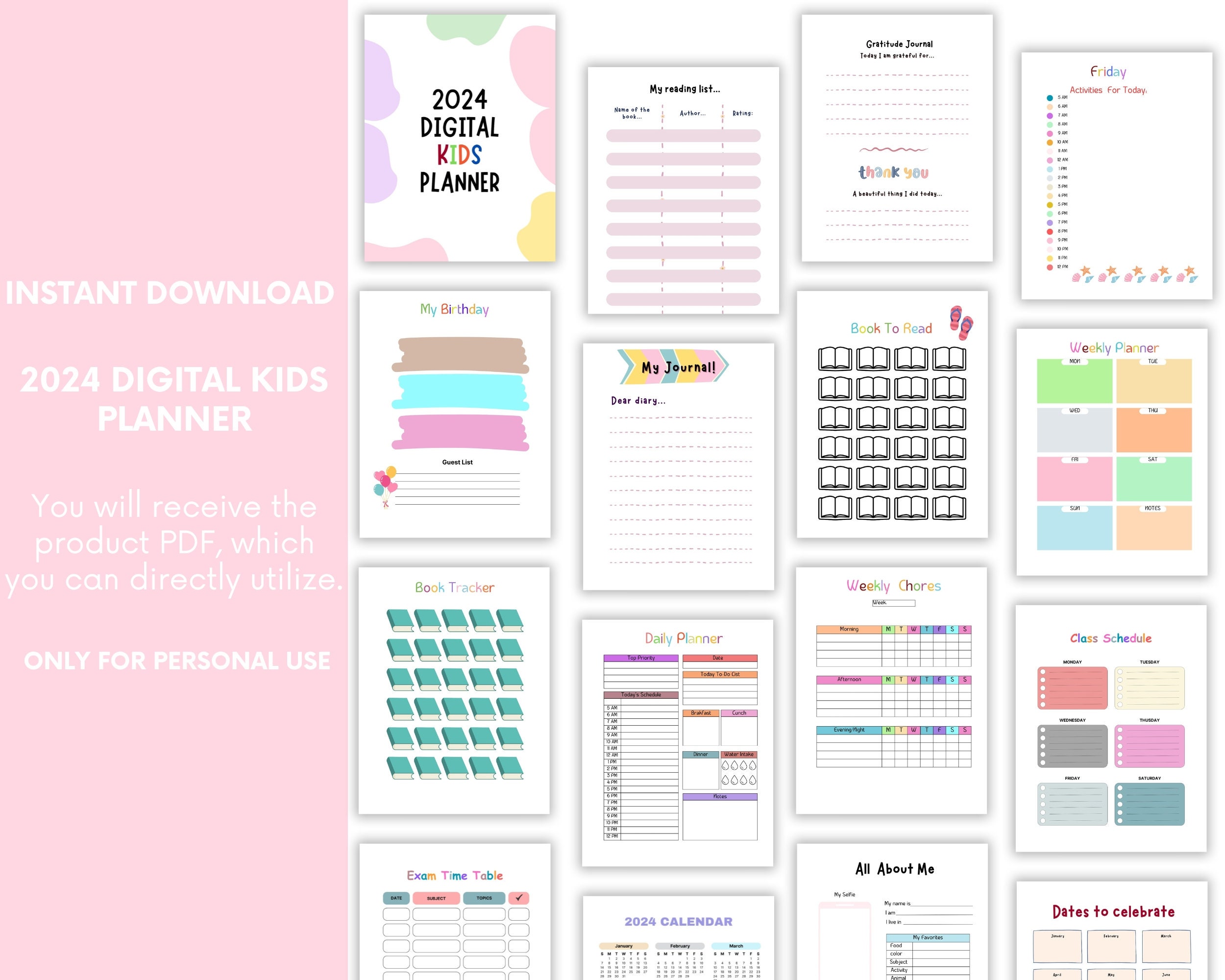 Kids Planner | Printable Kids Daily Planner | Daily Journal for Kids ...