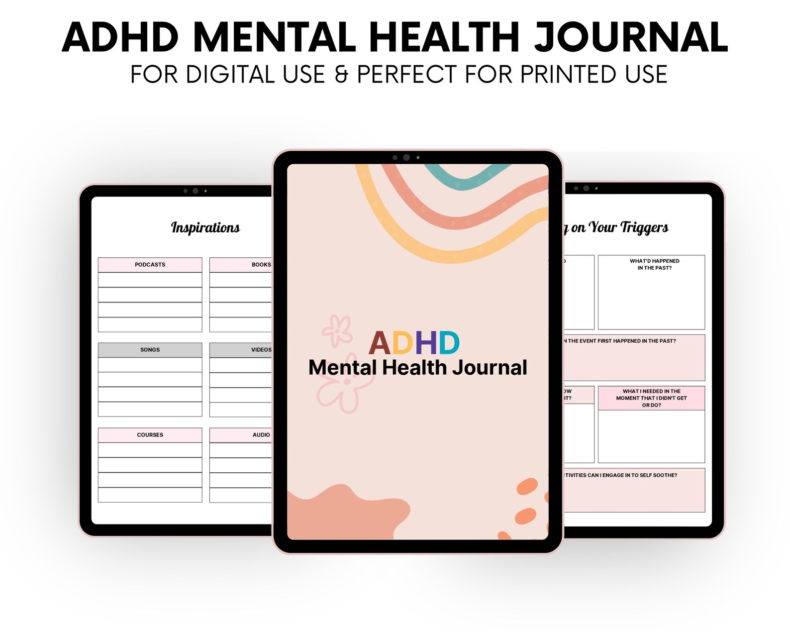 Adhd Mental Health Journal | Anxiety Journal | Mood Tracker | Shadow ...
