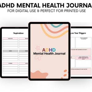 Adhd Mental Health Journal | Anxiety Journal | Mood Tracker | Shadow ...