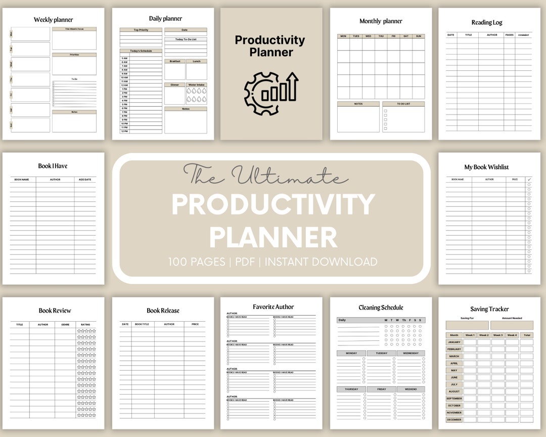 Productivity Planner Printable | Digital Planner for Adults | Goal ...