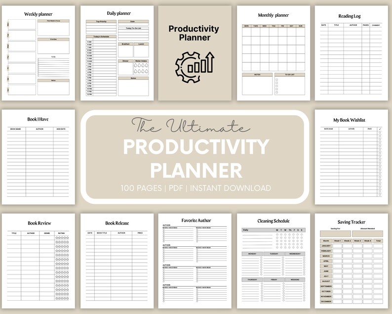 Productivity Planner Printable | Digital Planner for Adults | Goal ...
