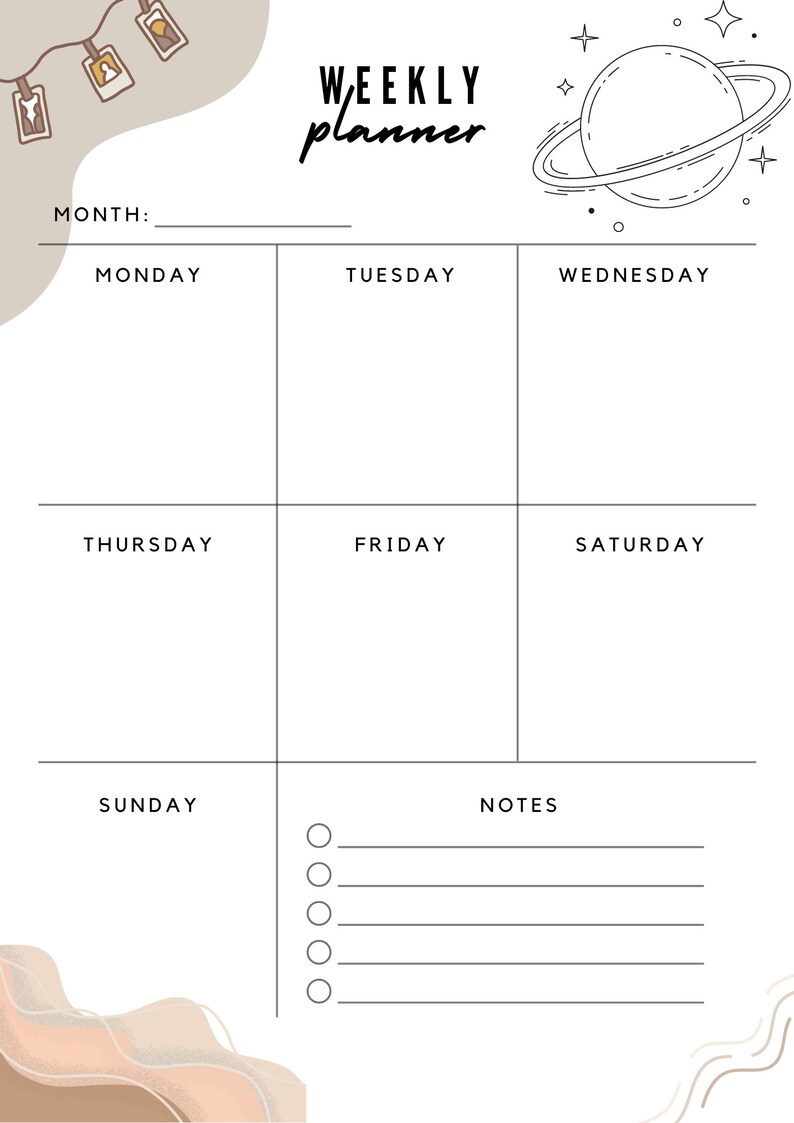 Weekly Planner Reminders Notes Minimalist Colors Aesthetic PDF Digital ...
