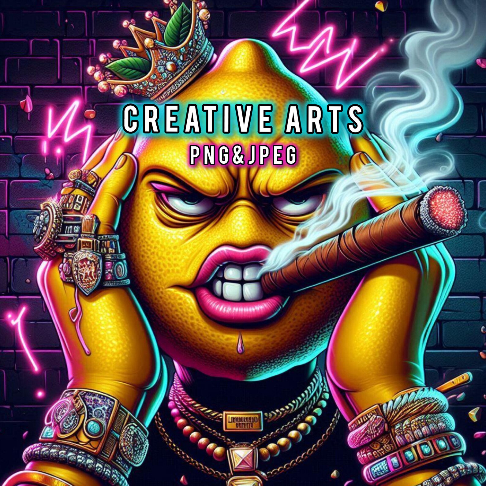 Gangster Lemonhead | Urban Lemon | Urban Trap Designs | Wacky Fan Art | Instant Digital Download ...