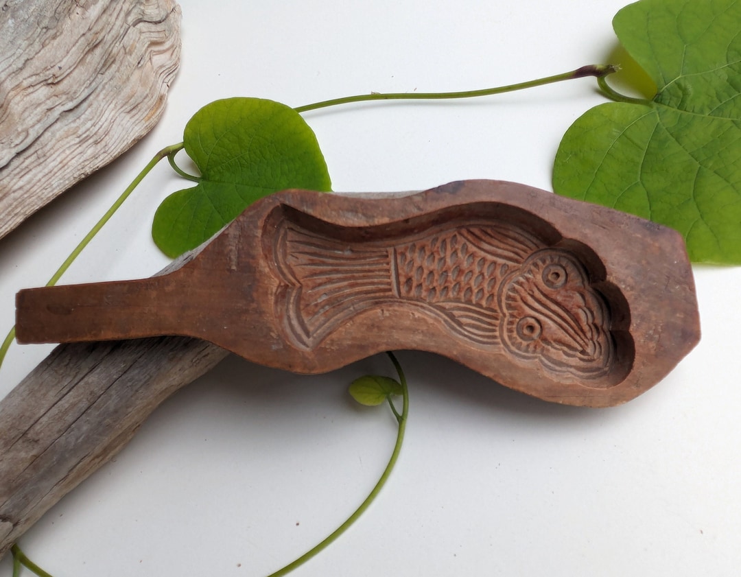 Vintage Chinese Wooden Mooncake Mold: Carved Fish Design - Etsy