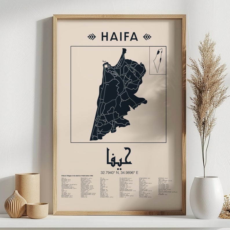 Palestine Map Haifa حيفا Palestine Before 1948 خريطة فلسطين ...