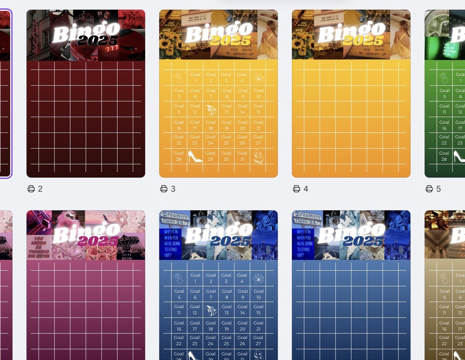 Bingo Vision Board 2025 Canva Template Bingo Card Printable ...