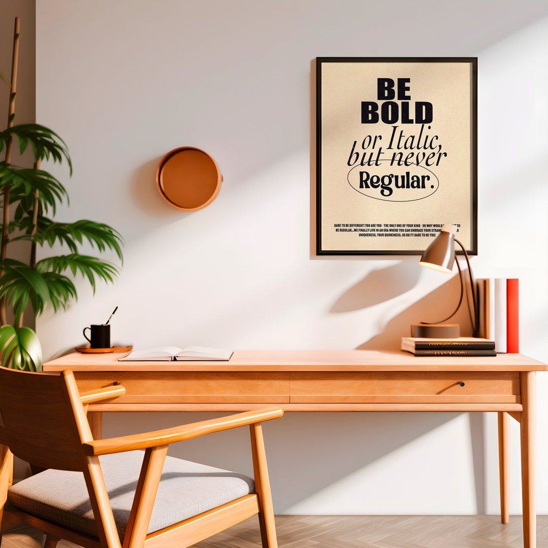 Bold Typography Wall Art Print Office Decor Quirky Digital ...