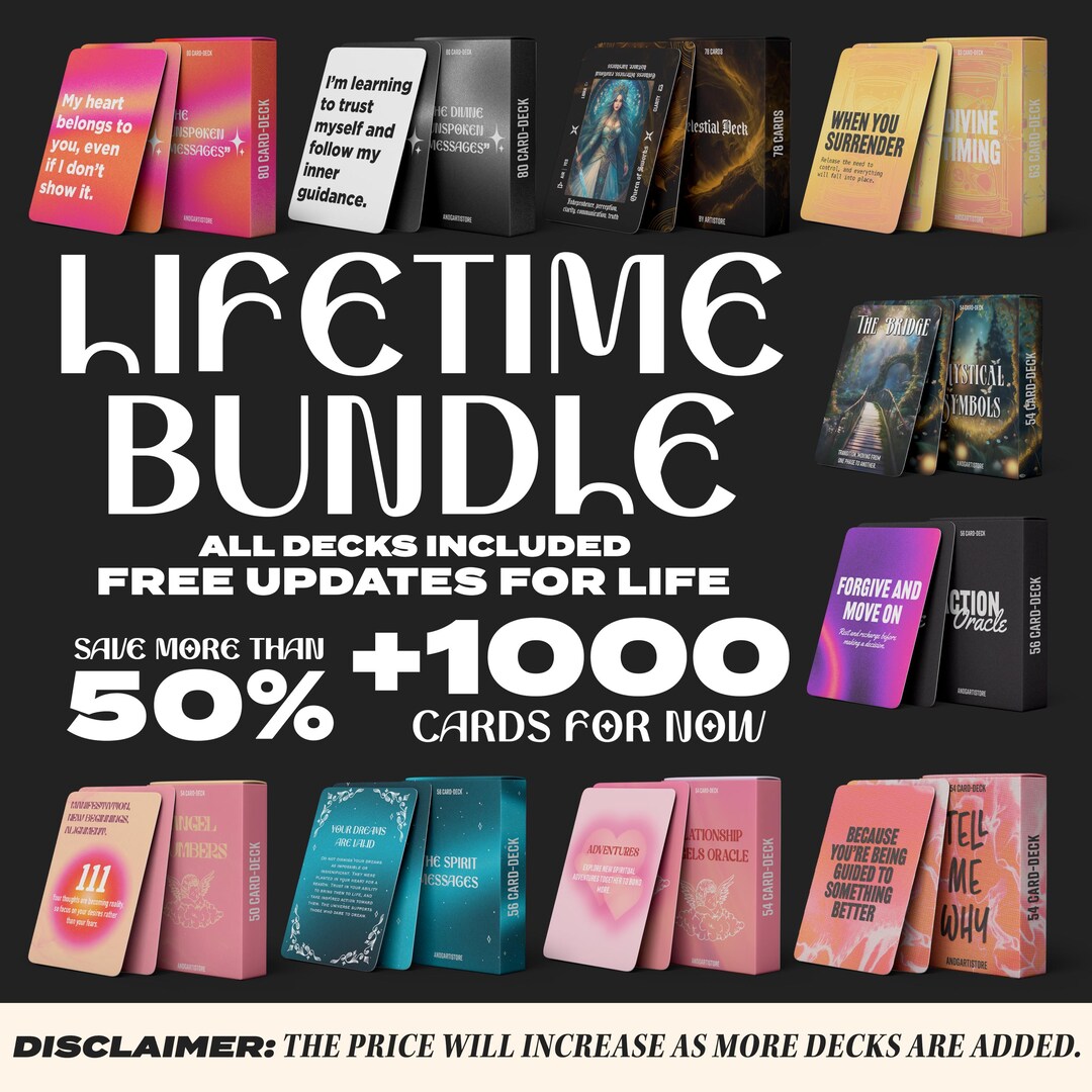 Spiritual Oracle Deck Printable Cards Bundle Digital Tarot & Oracle ...