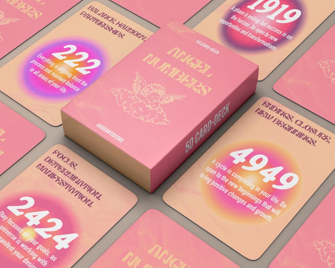 Angel Numbers Printable Tarot Aura Deck Spiritual Guidance Cards Angel ...