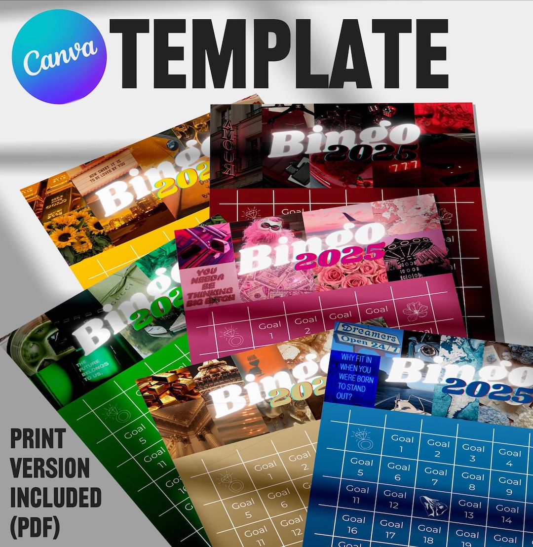 Bingo Vision Board 2026 Canva Template Bingo Card Printable ...