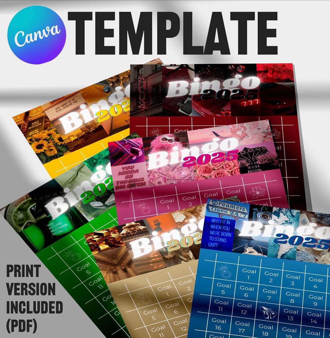 Bingo Vision Board 2025 Canva Template Bingo Card Printable ...
