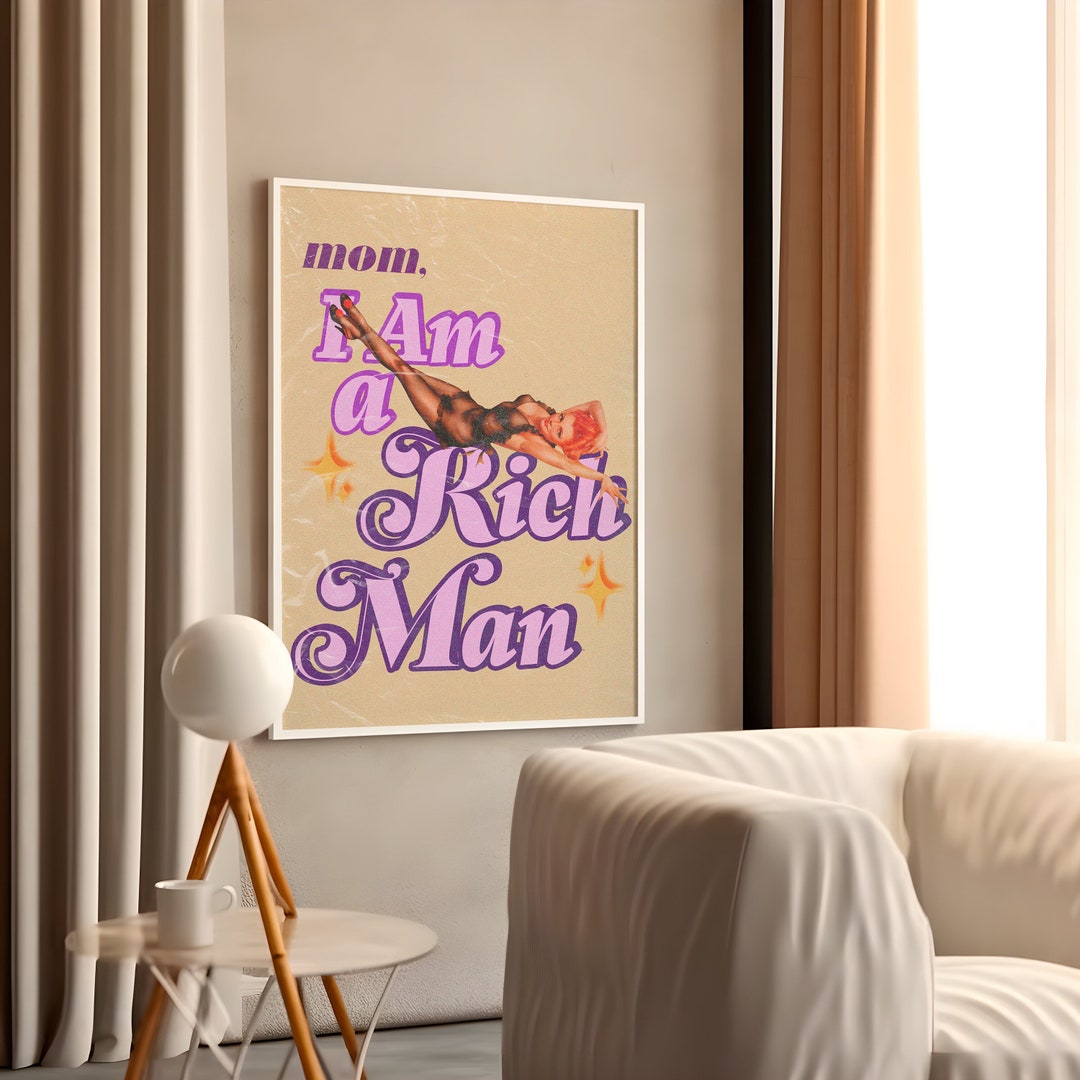Rich Man Poster Pinup Girl Wall Art Retro Room Decor Pin up Girl ...