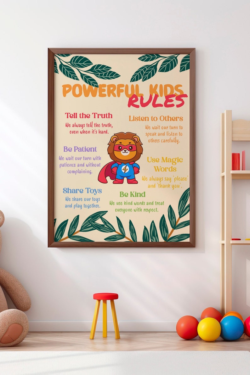 Rules for Kids Printable Motivational Wall Art for Children Positive ...
